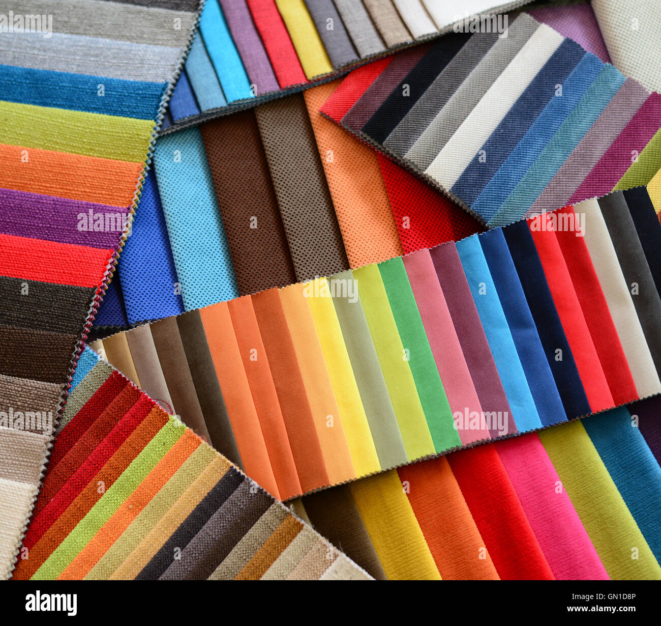 Group of multicolored fabrics Stock Photo - Alamy