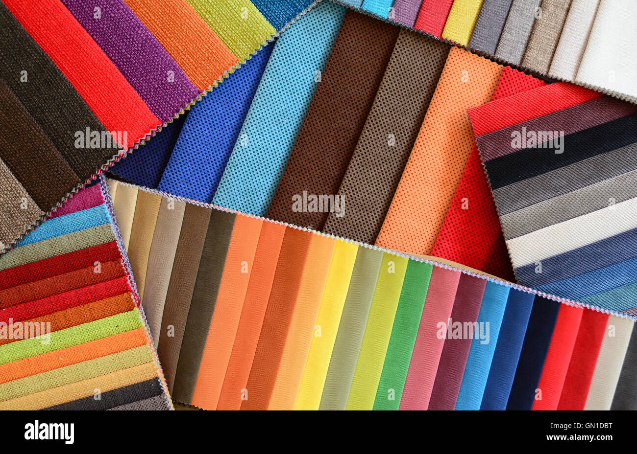 Group of multicolored fabrics Stock Photo - Alamy