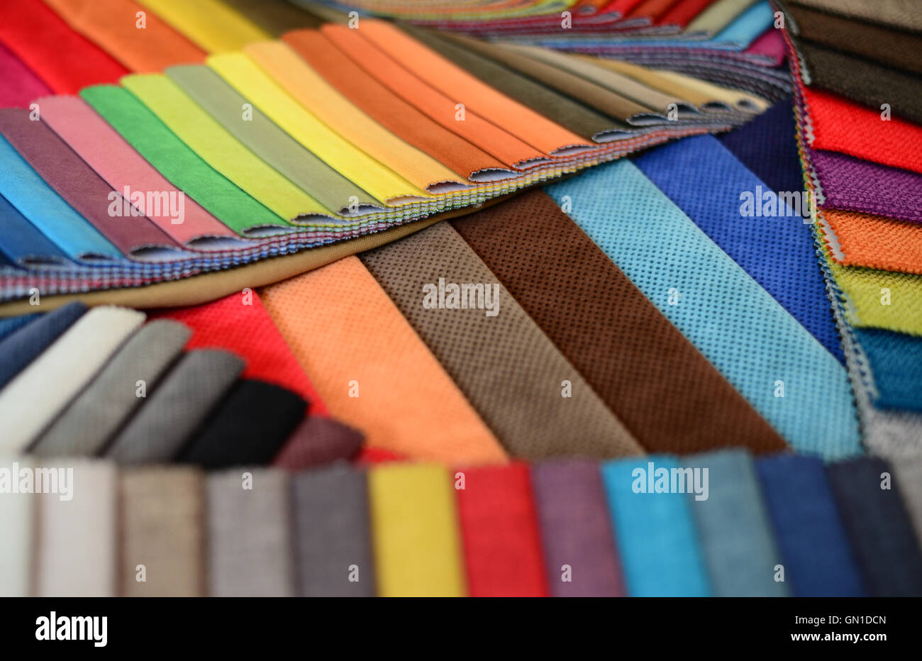 Group of multicolored fabrics Stock Photo - Alamy