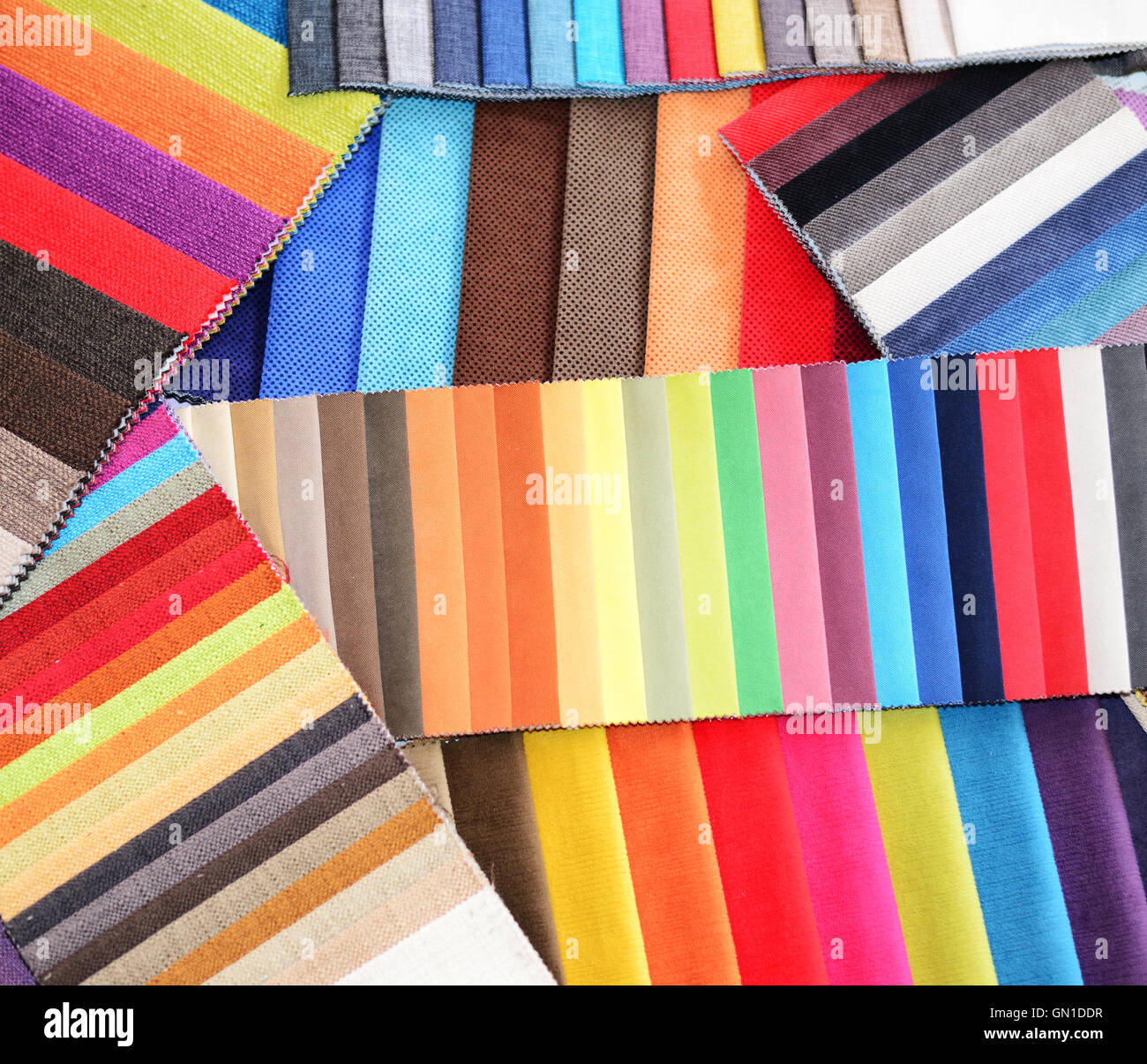 Group of multicolored fabrics Stock Photo - Alamy