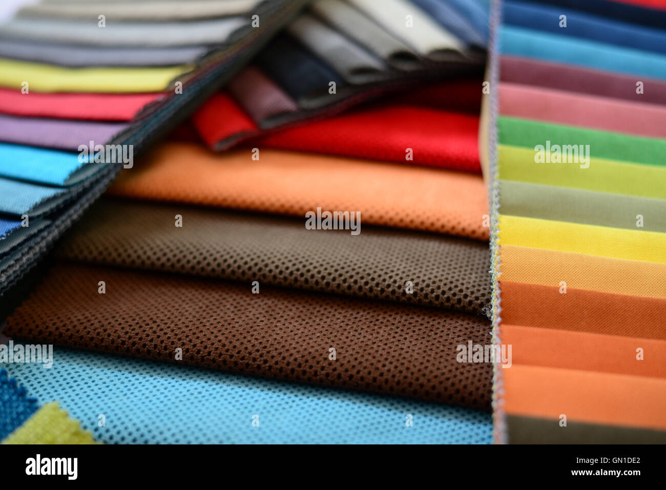 Group of multicolored fabrics Stock Photo - Alamy
