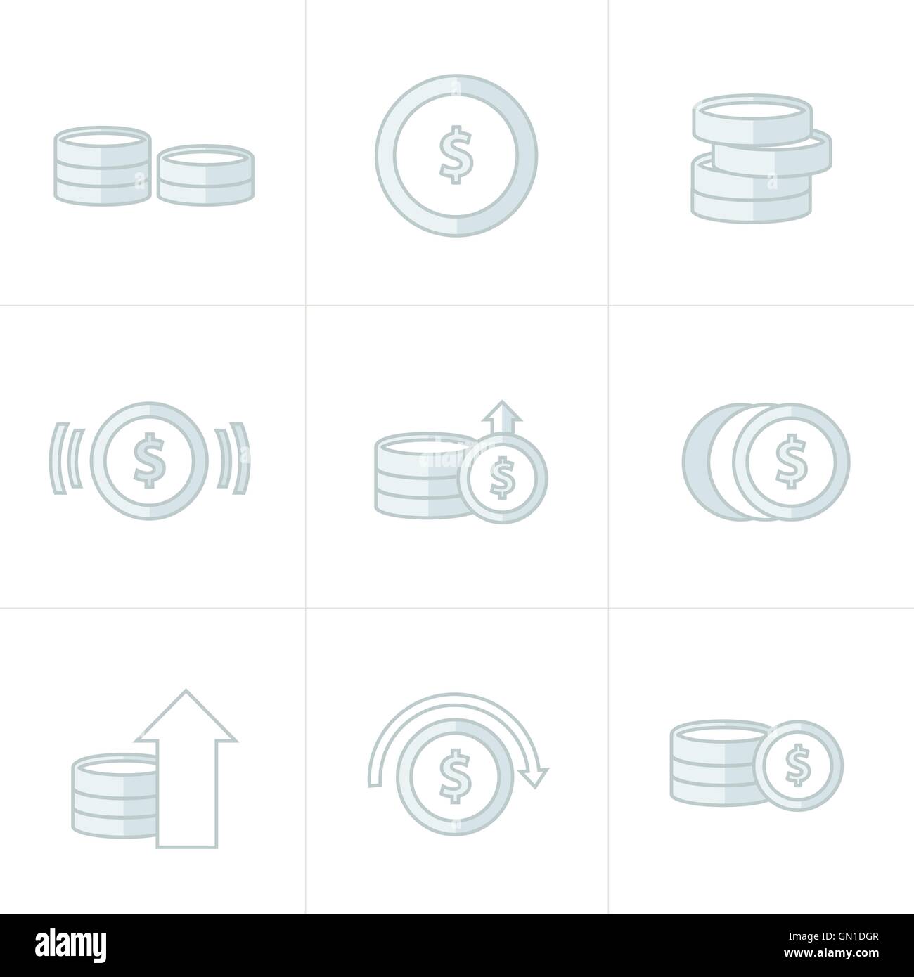 Coins Icons Set, white color Stock Vector Image & Art - Alamy
