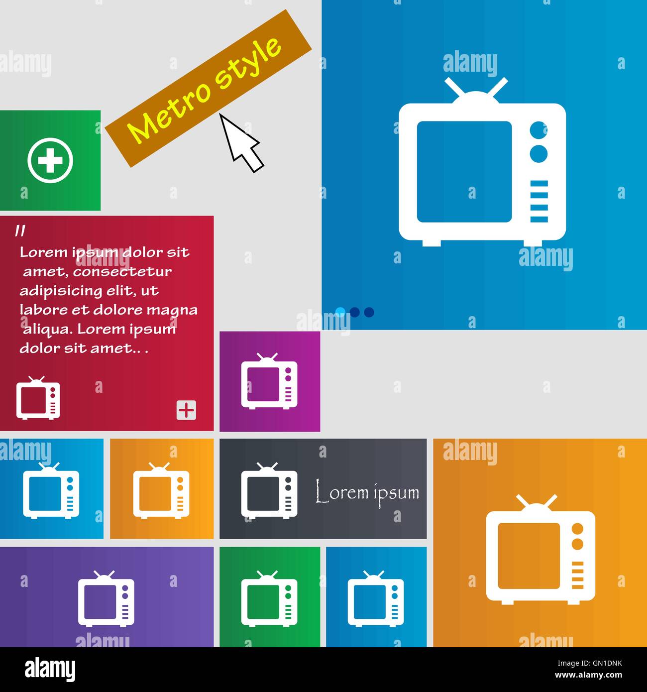 Old TV, Television icon sign. buttons. Modern interface website buttons with cursor pointer ...