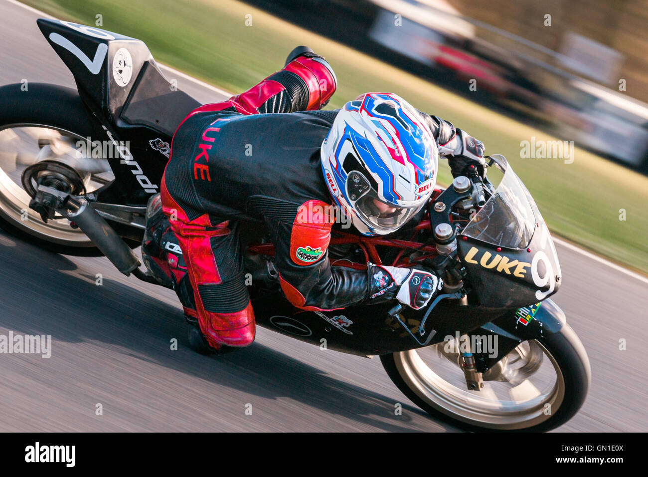 MELBOURNE/AUSTRALIA - August 7, 2016: Motorcycle racers fight it out ...