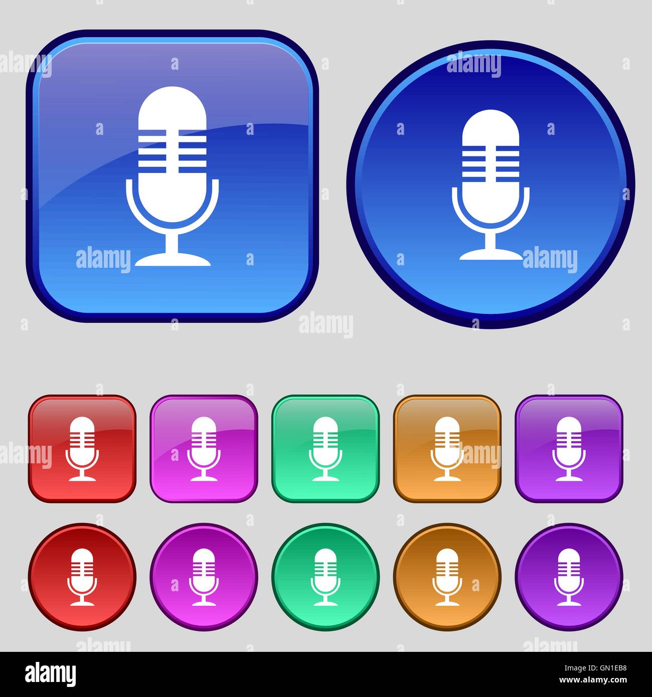 microphone icon sign. A set of twelve vintage buttons for your design ...