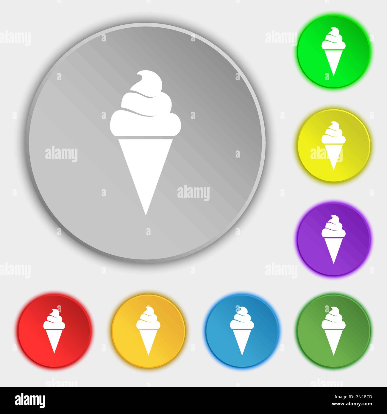 ice cream icon sign. Symbol on eight flat buttons. Vector Stock Vector ...