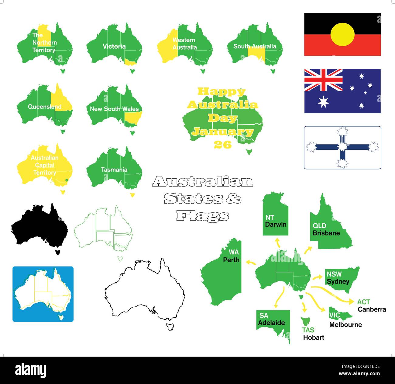 Australia map states hi-res stock photography and images - Alamy