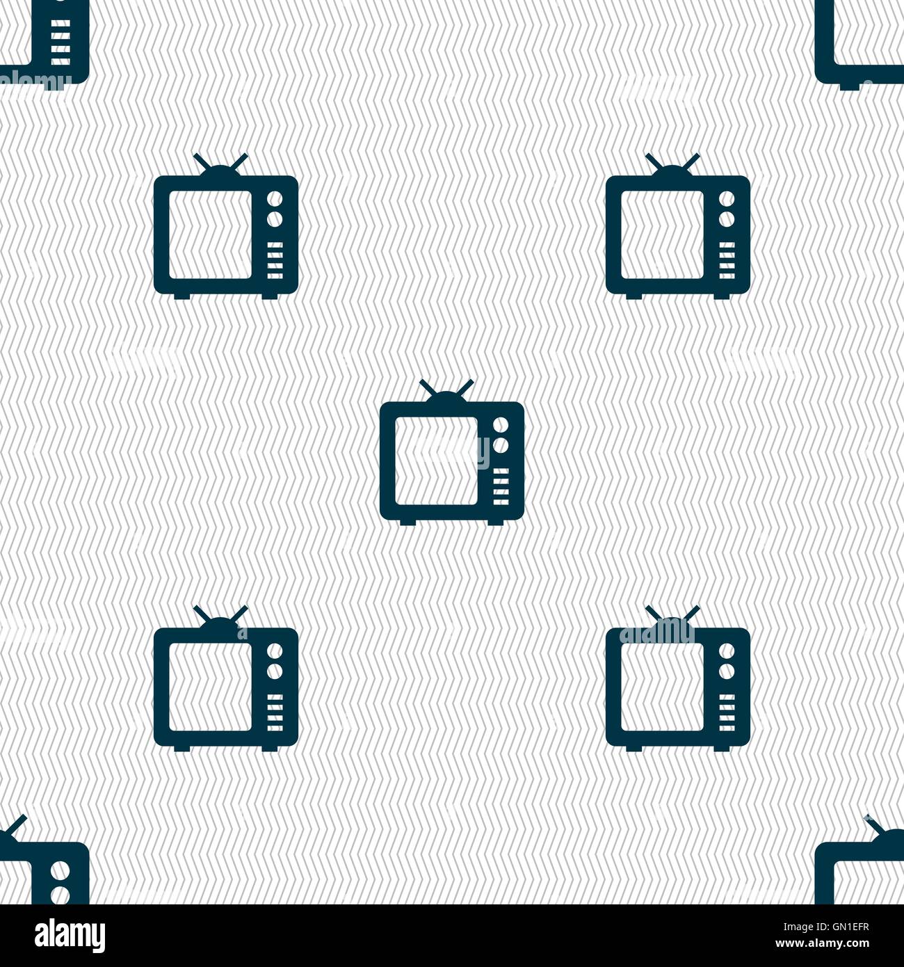 Old TV, Television icon sign. Seamless pattern with geometric texture ...