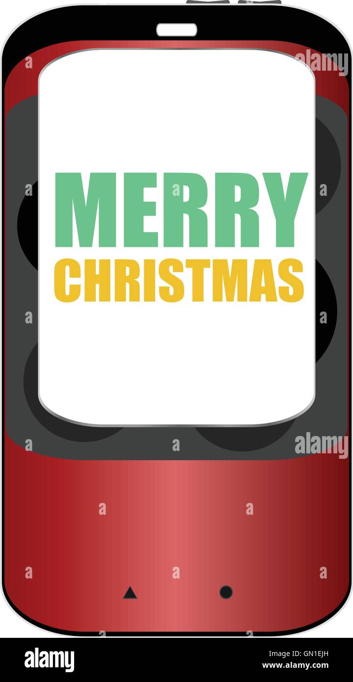 Smart phone with Merry Christmas greetings on the screen, Vector ...