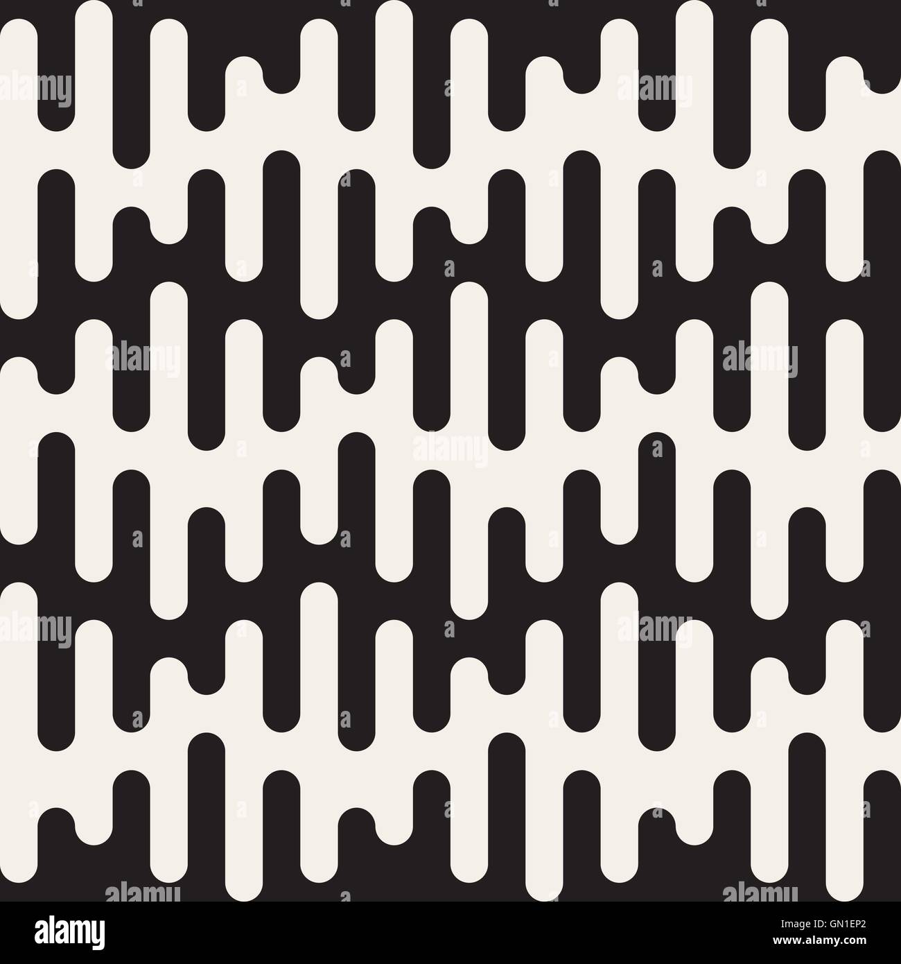 Vector Seamless Black and White Rounded Drips Wavy Lines Pattern Stock ...