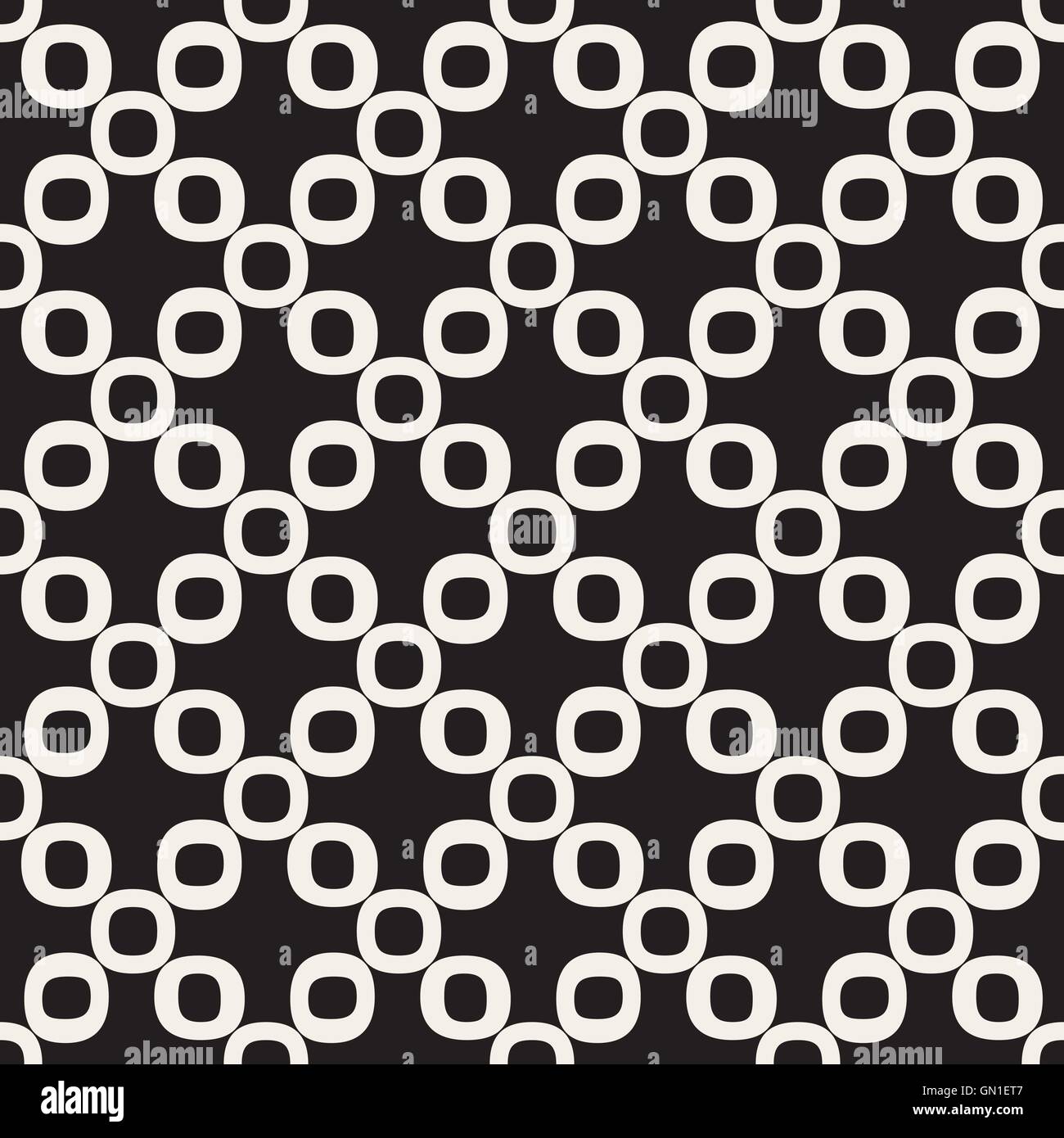 Vector Seamless Black and White Rounded Circle Cross Lattice Pattern ...