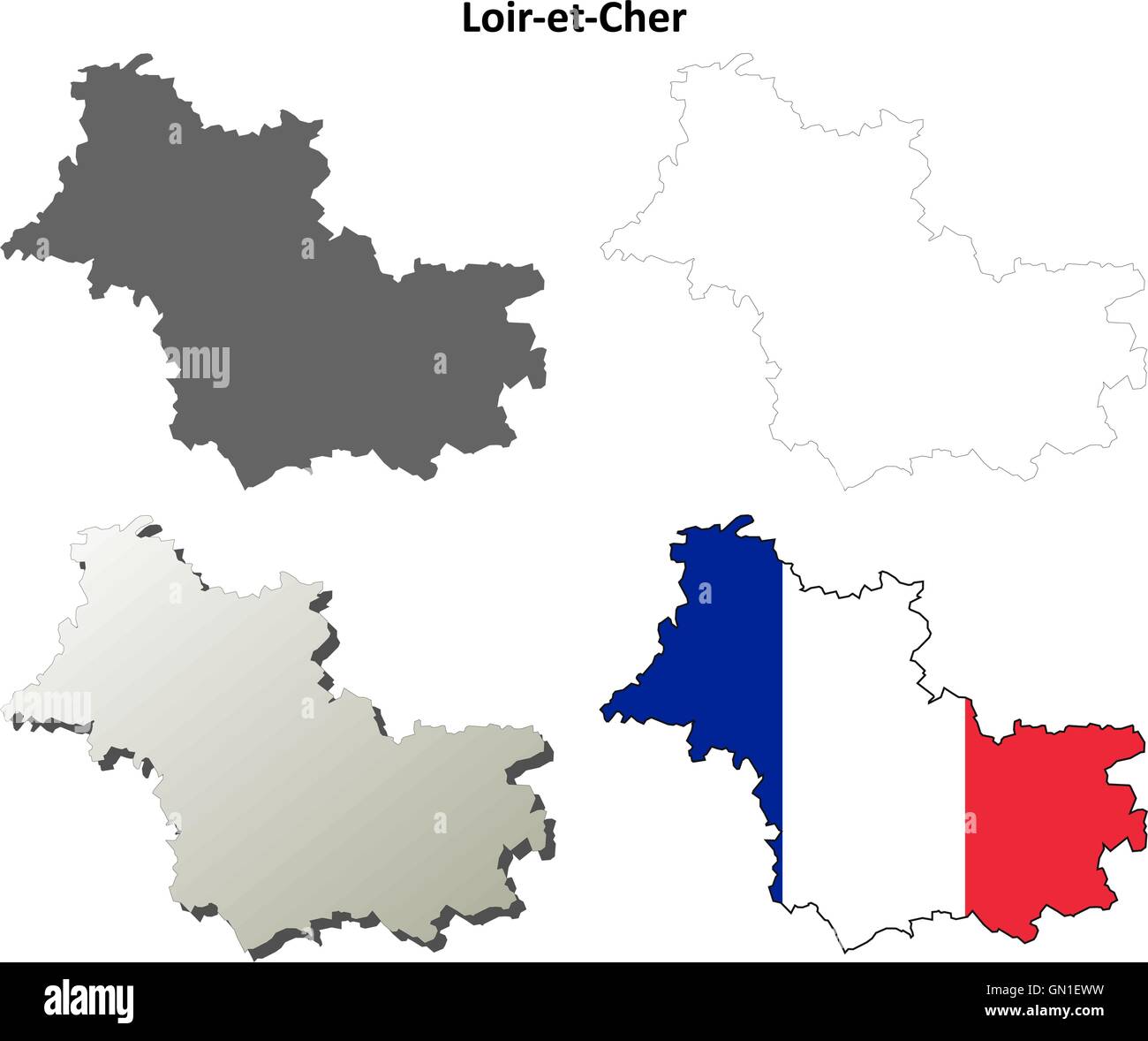 Loir-et-Cher, Centre outline map set Stock Vector Image & Art - Alamy