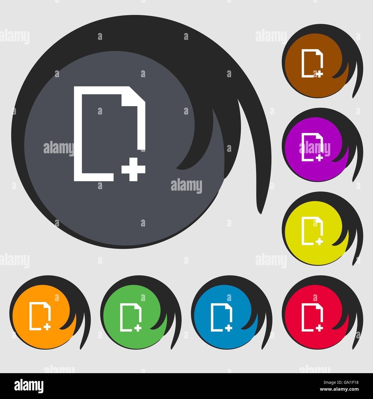 Add file icon. Symbols on eight colored buttons. Vector Stock Vector ...