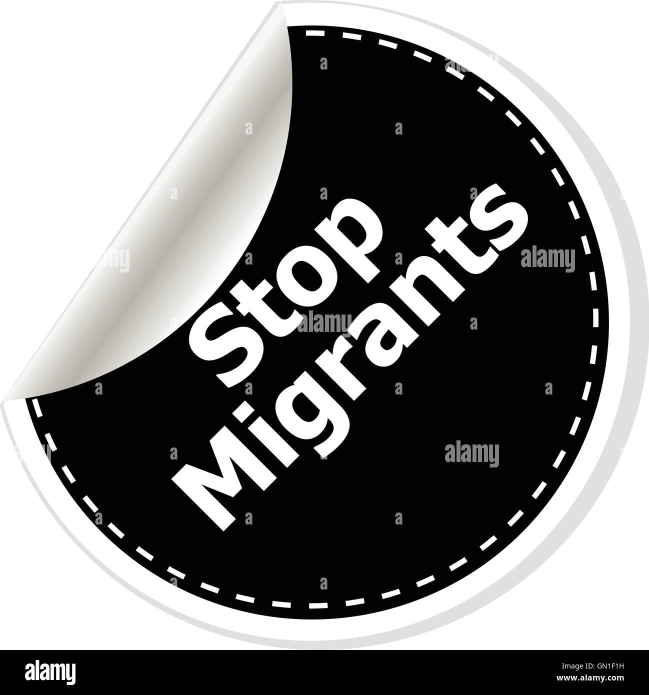 stop migrants. vector illustration of realistic stickers or notes ...