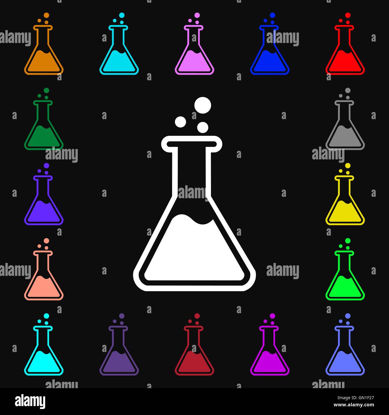 Flask icon sign. Lots of colorful symbols for your design. Vector Stock ...