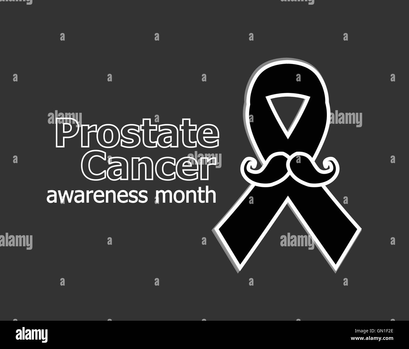 Prostate cancer ribbon awareness on black background. black ribbon with ...