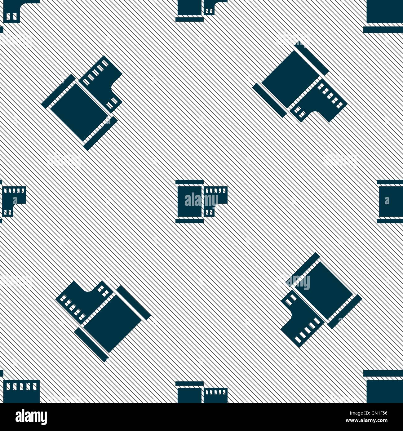 35 mm negative films icon sign. Seamless pattern with geometric texture ...