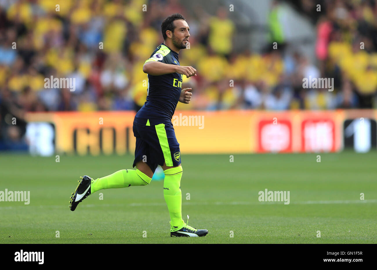 Arsenal's Santi Cazorla celebrates after scoring his side's first goal ...