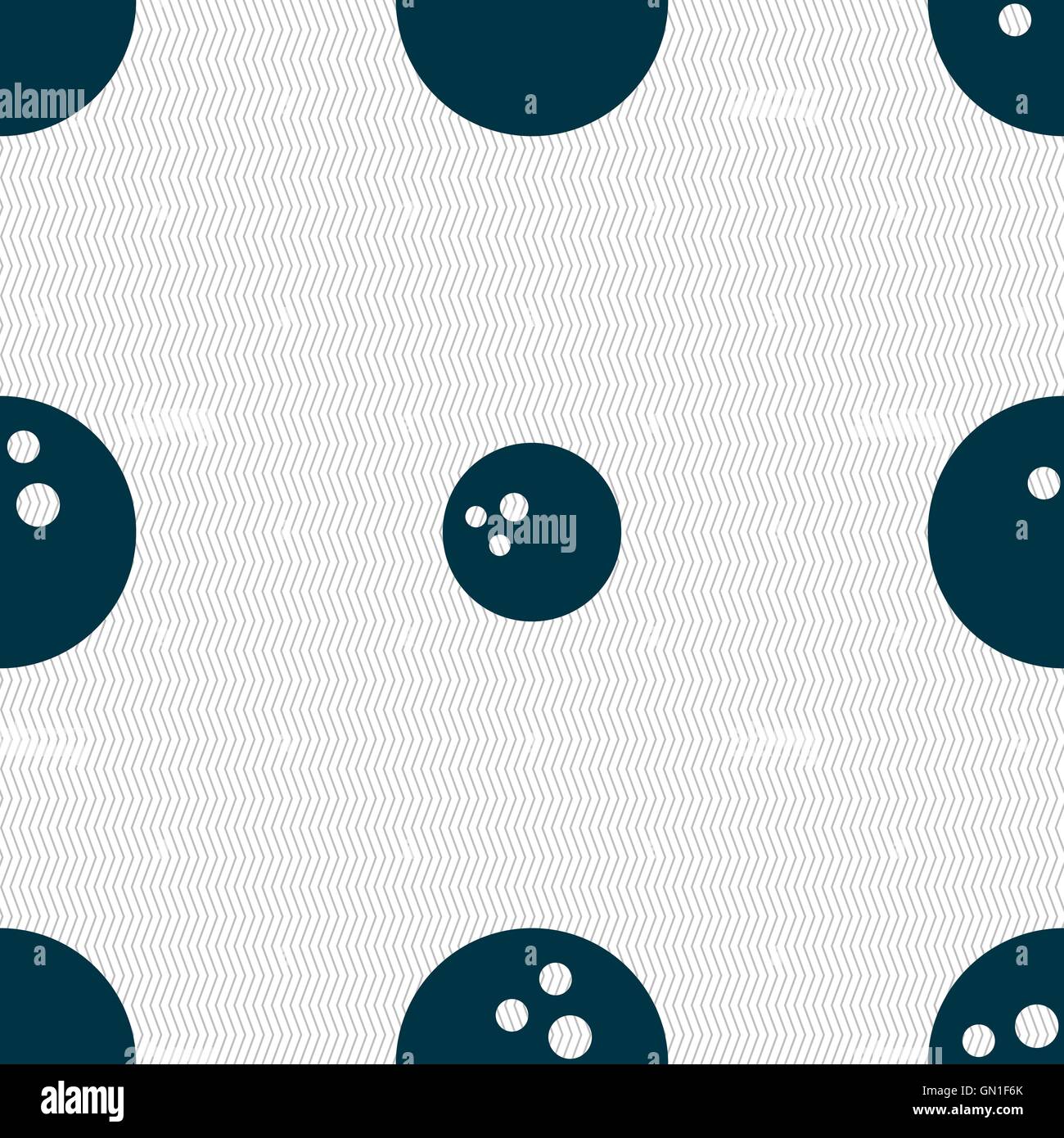 Bowling game, ball icon sign. Seamless pattern with geometric texture ...