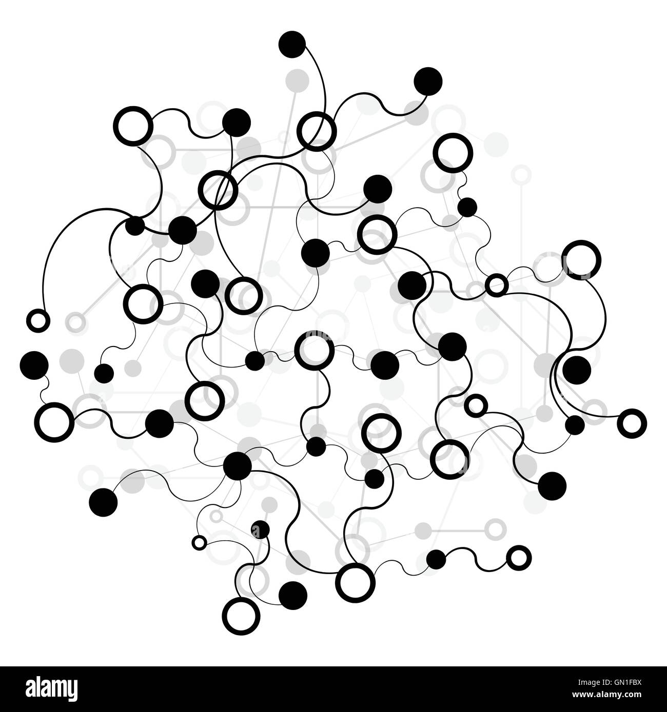 Abstract background. Black connecting dots on white. Vector ...