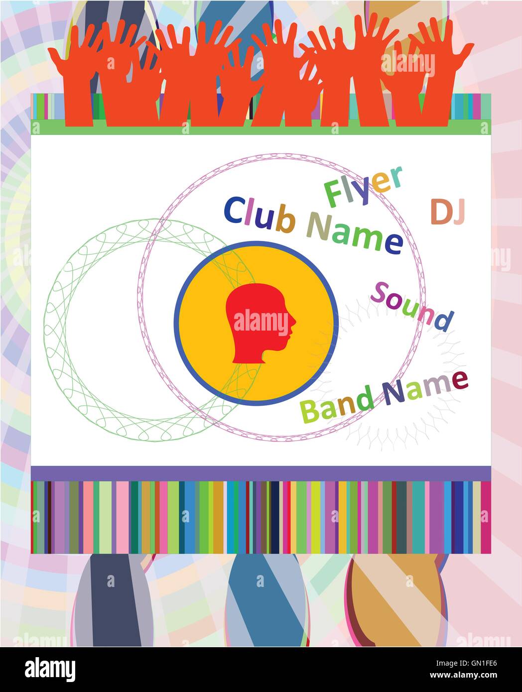 Vertical music party background with colorful graphic elements and text ...