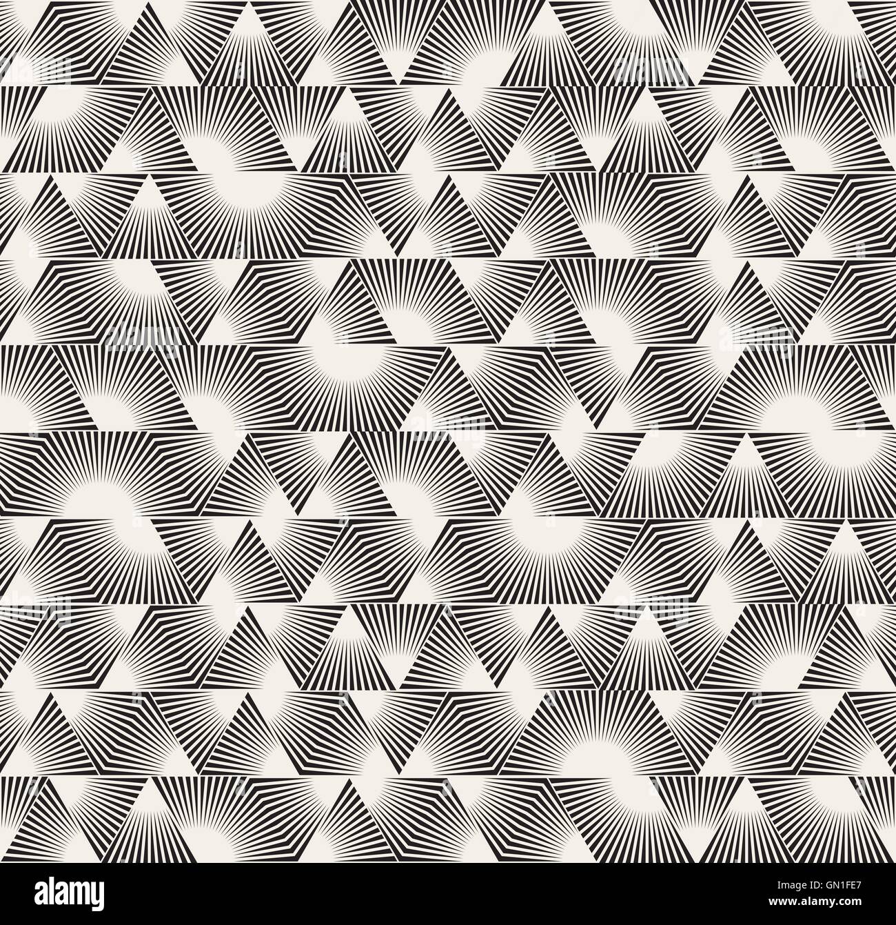 Vector Seamless Black and White Triangle Sunburst Lines Irregular ...
