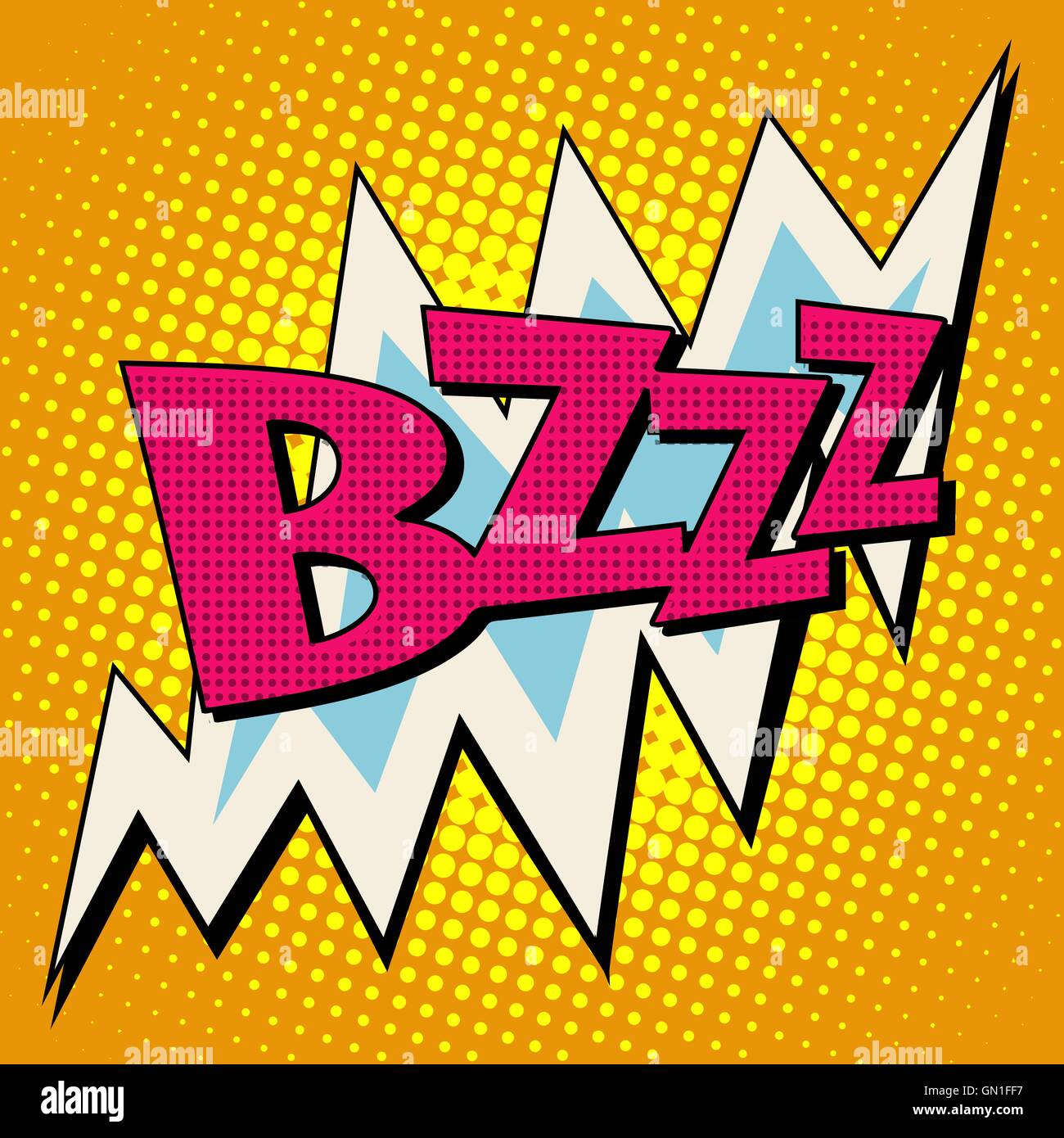 Bzzz Voltage Electricity Energy Comic Bubble Retro Text Stock Vector