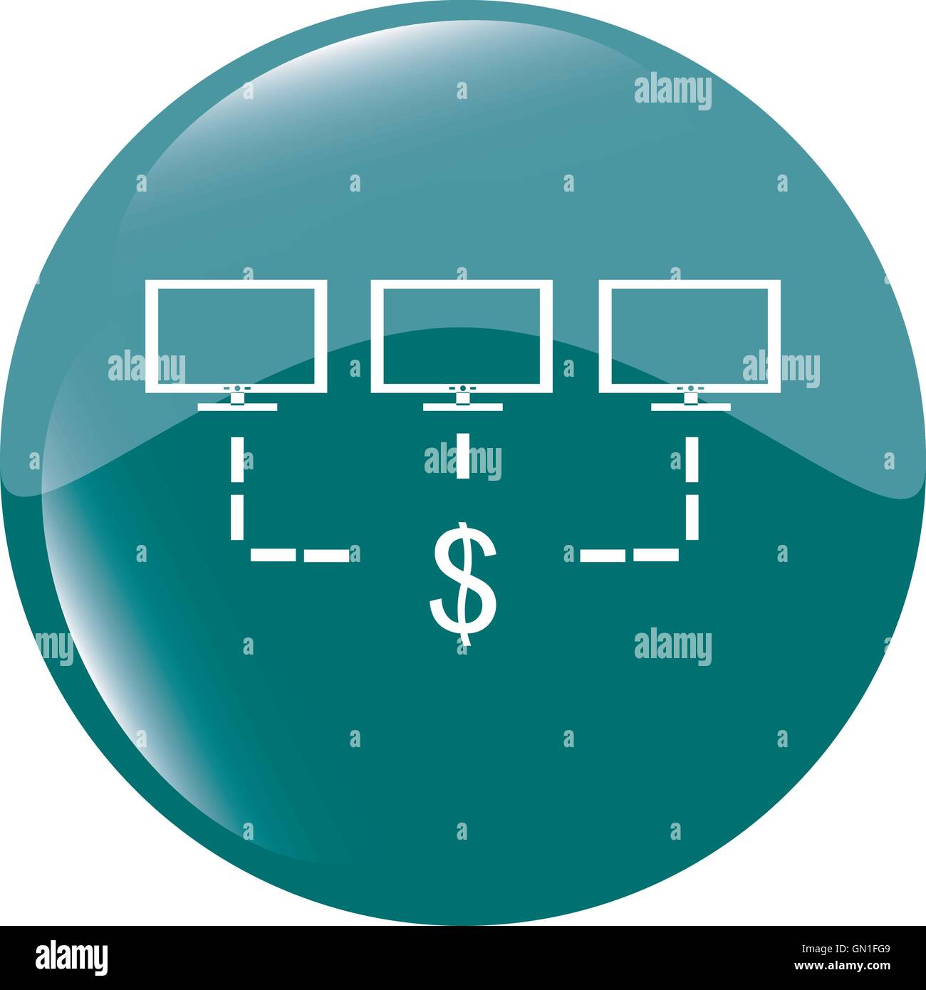 us dollar sign with computer network circle glossy web icon isolated on ...