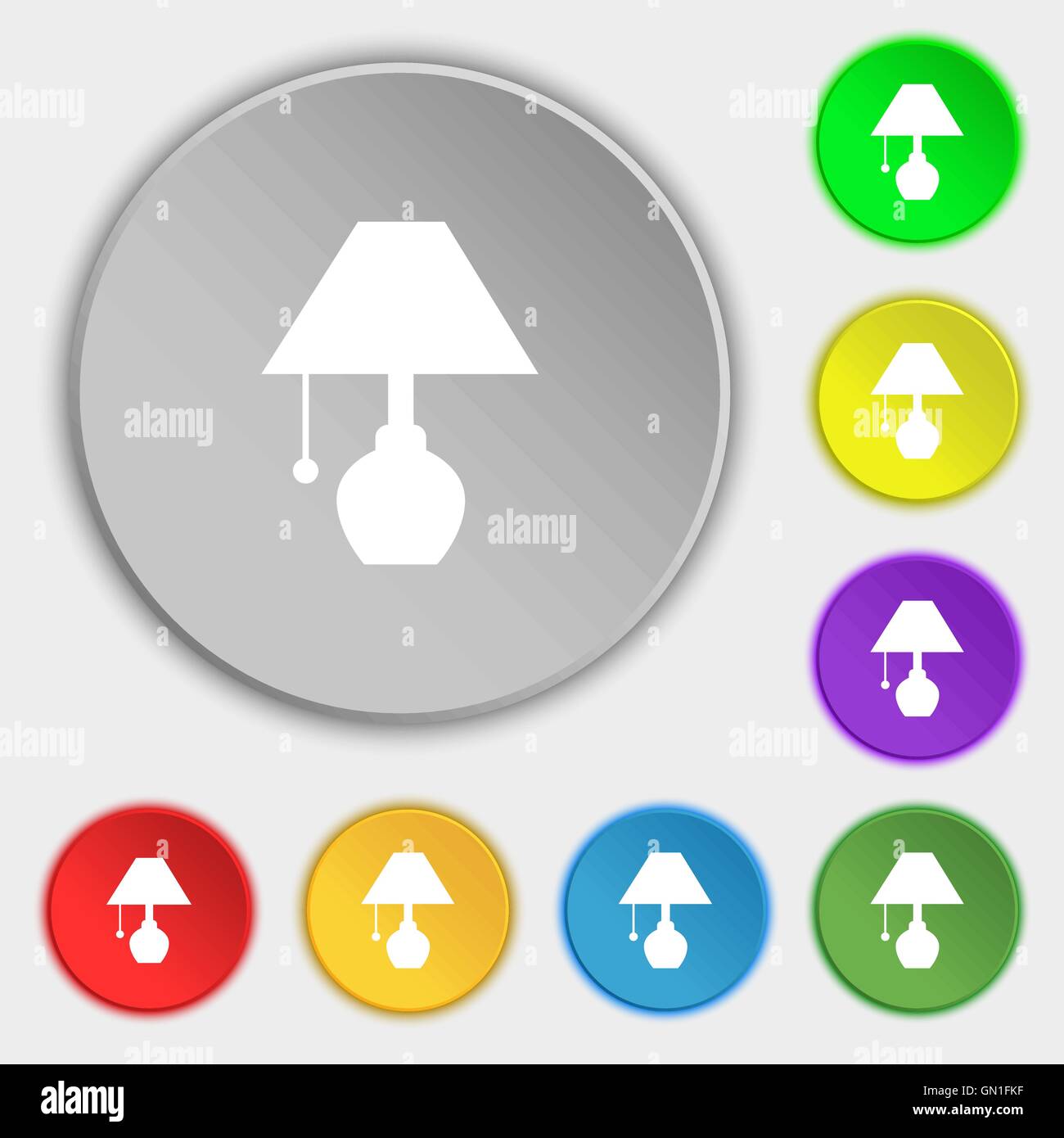 table lamp icon sign. Symbol on eight flat buttons. Vector Stock Vector ...