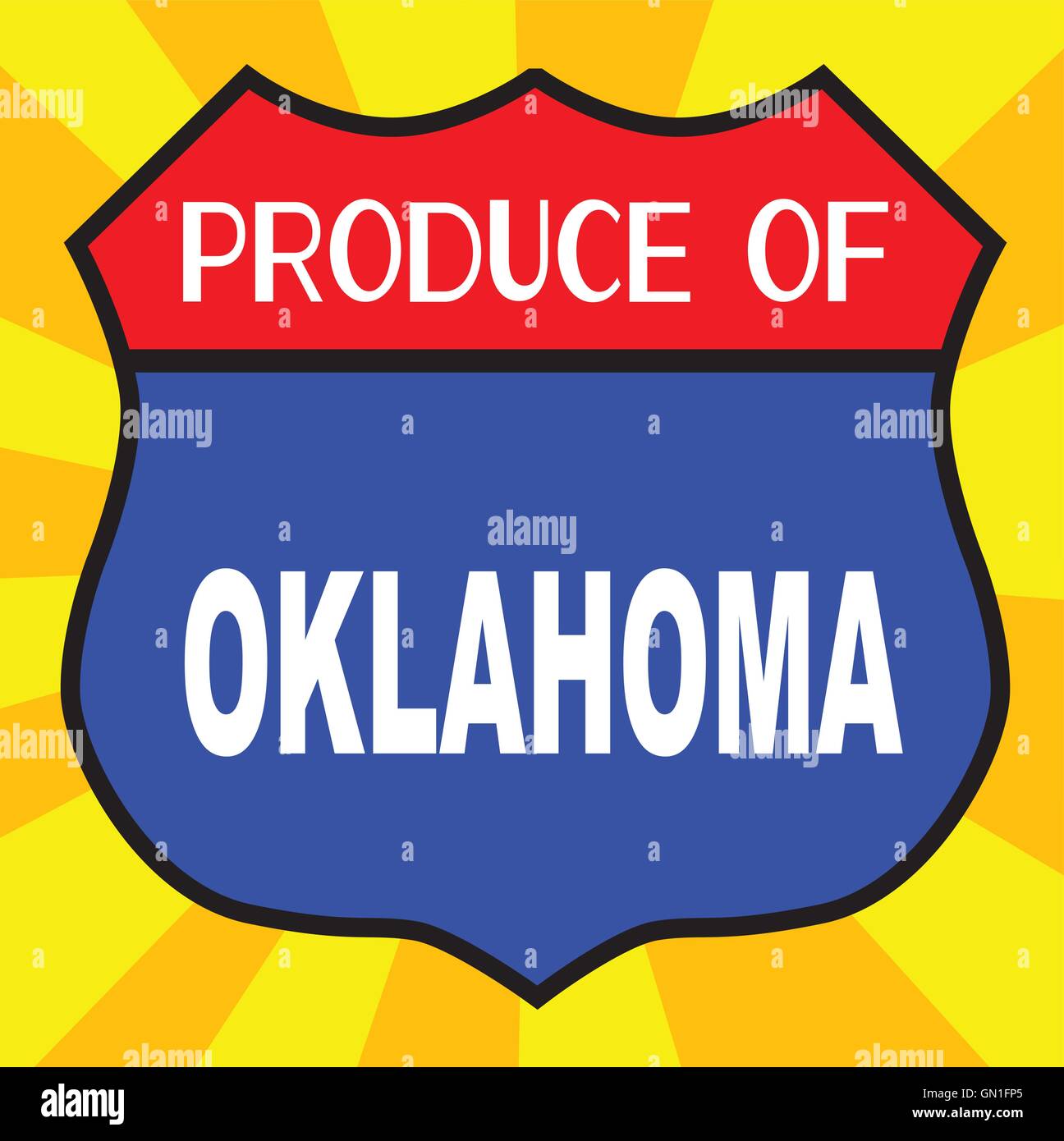 Produce Of Oklahoma Shield Stock Vector Image & Art - Alamy