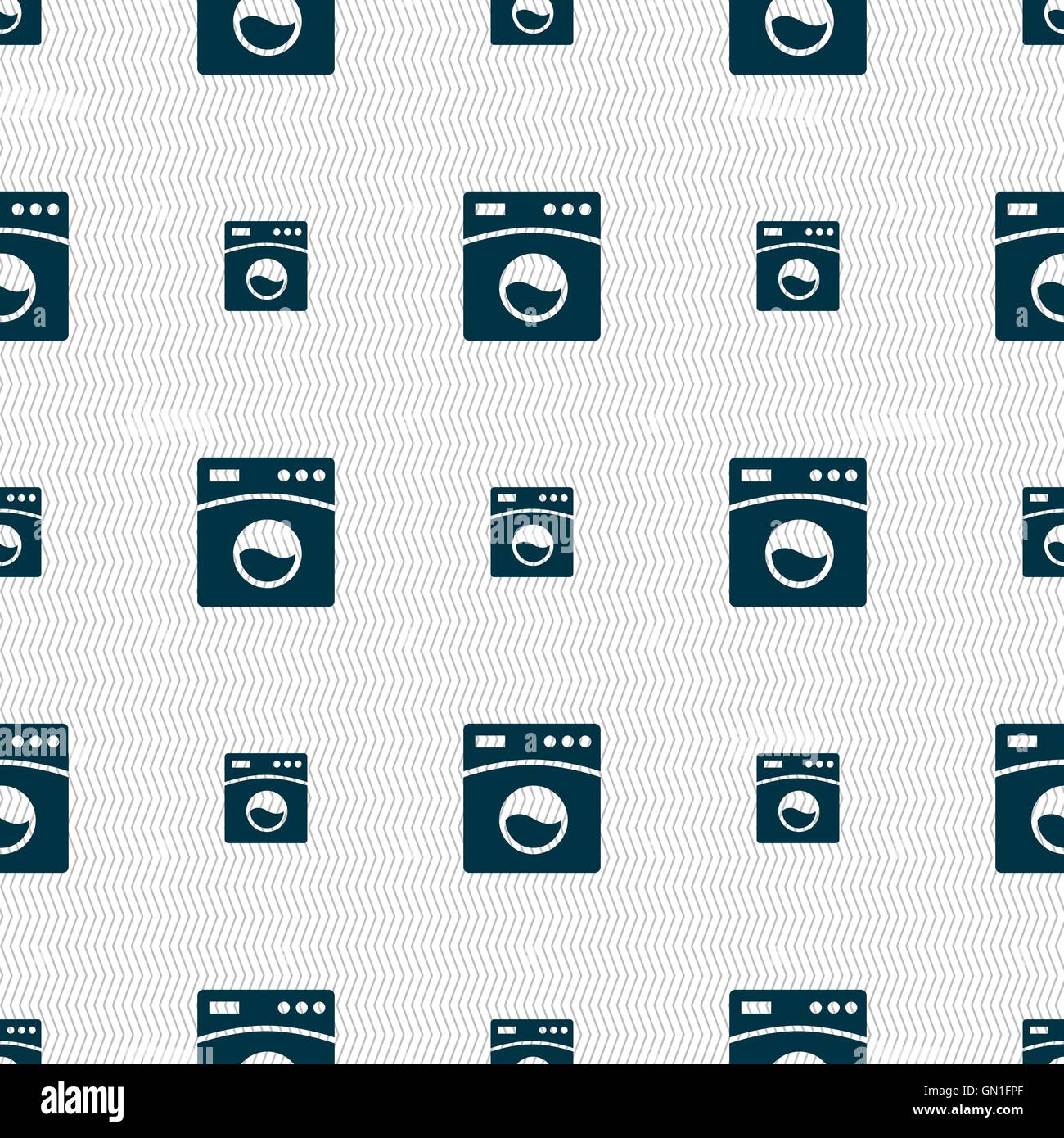 Washing machine icon sign. Seamless pattern with geometric texture ...