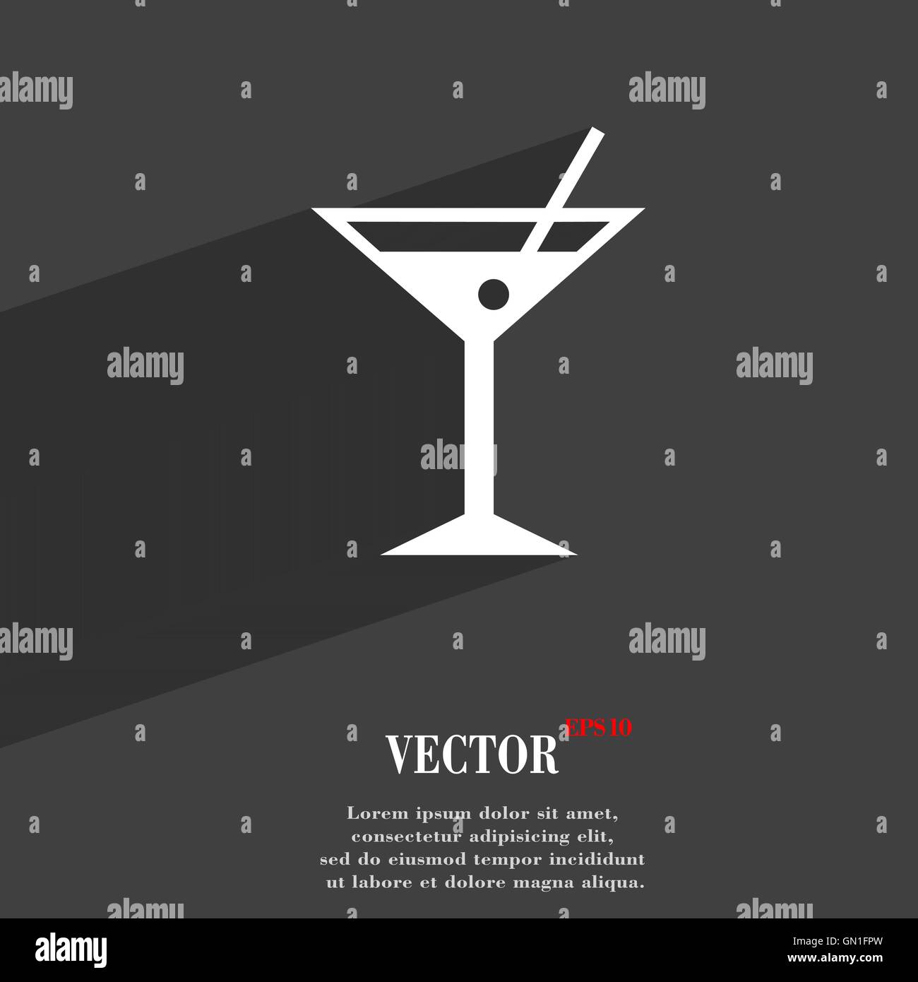 cocktail martini, Alcohol drink symbol Flat modern web design with long ...
