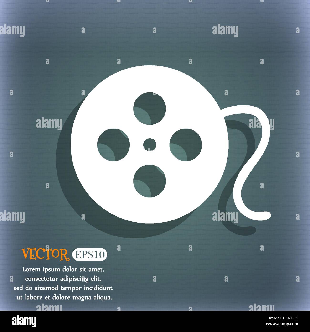 film icon. On the blue-green abstract background with shadow and space ...