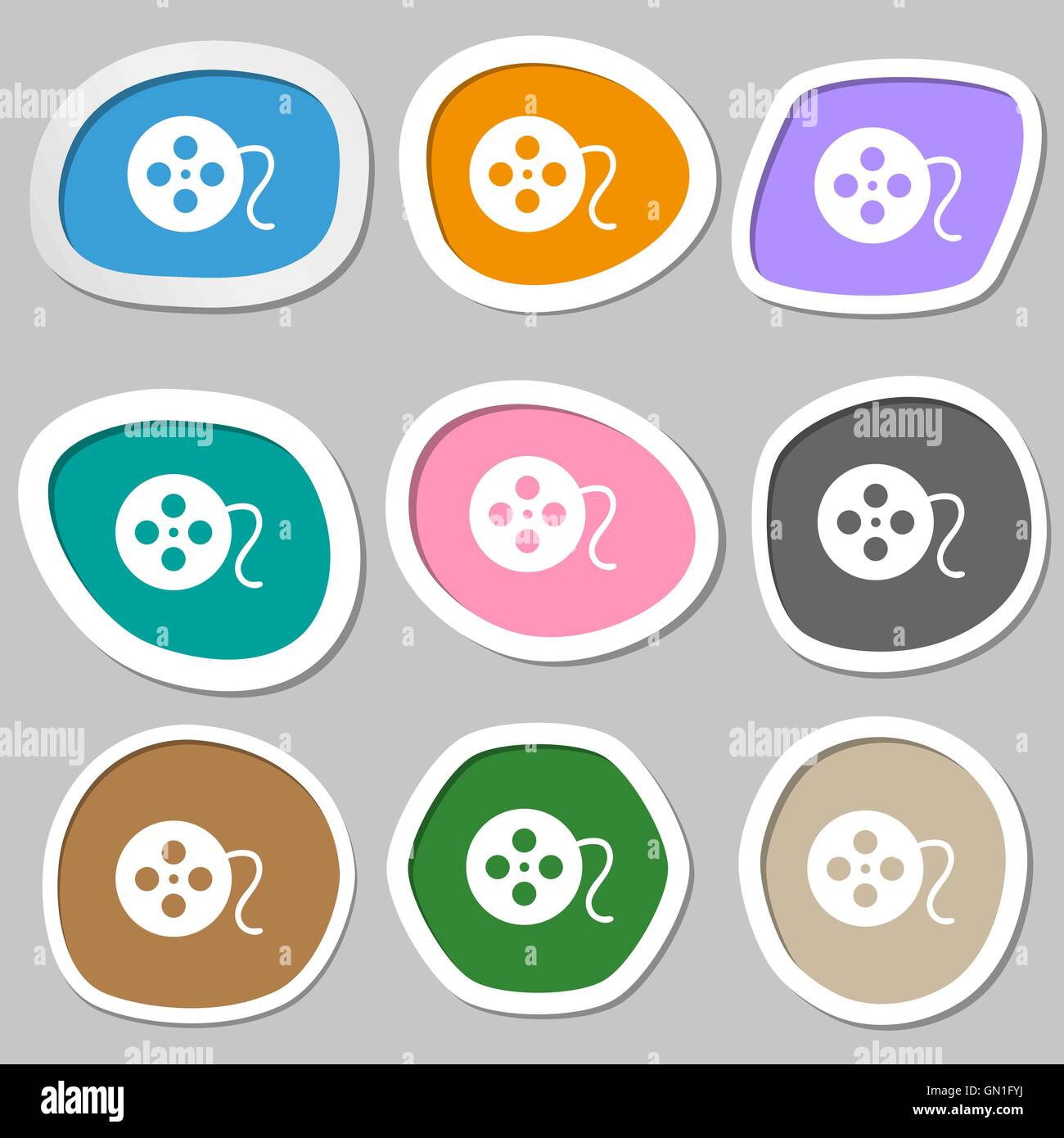 film symbols. Multicolored paper stickers. Vector Stock Vector Image ...