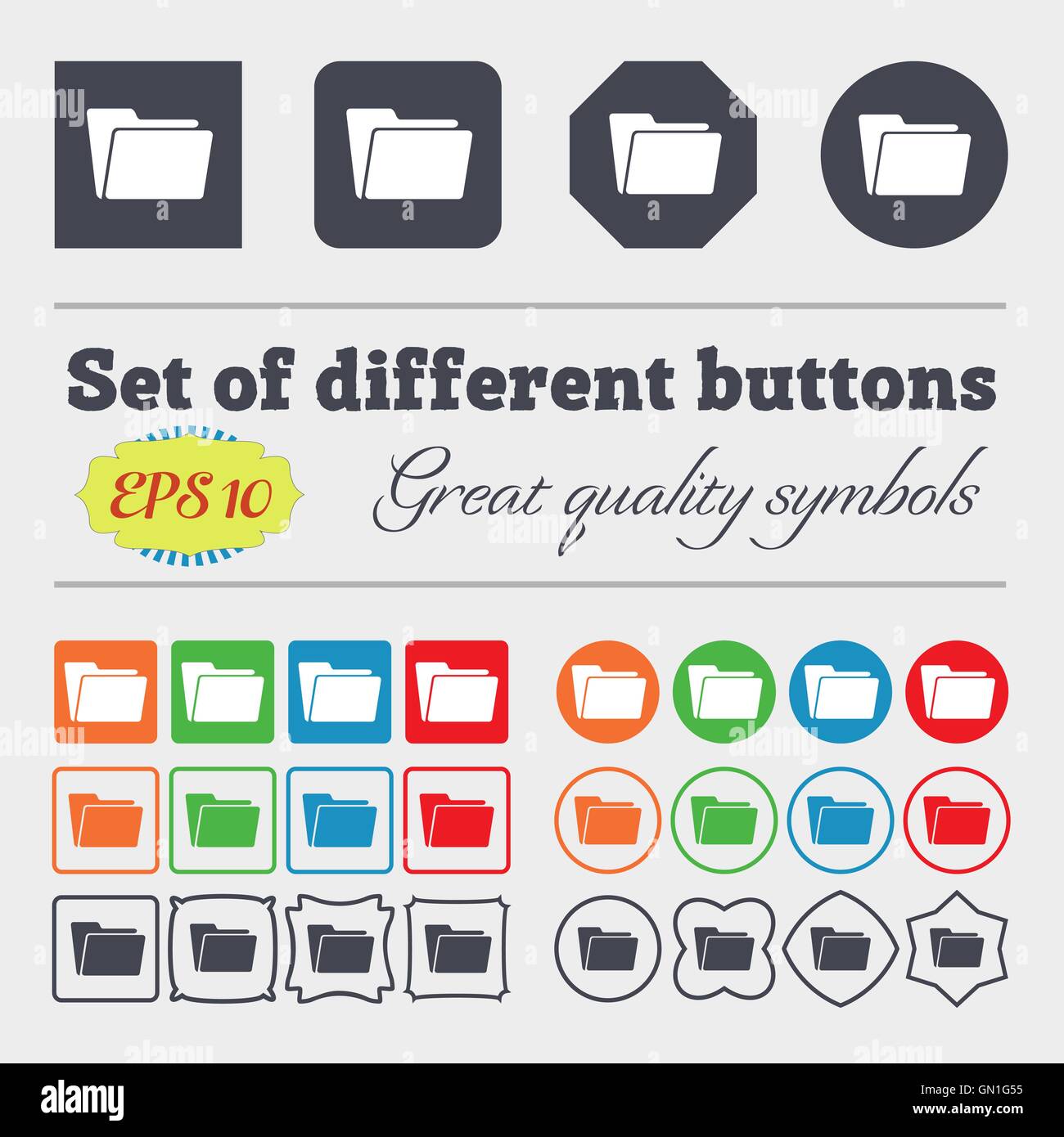 Folder icon sign. Big set of colorful, diverse, high-quality buttons ...