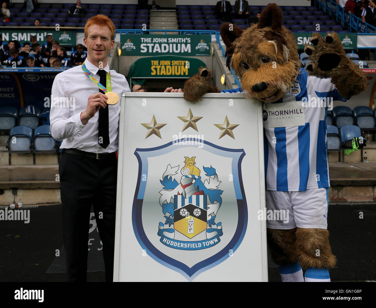 Team GB gold medal cyclist Ed Clancy poses during half time at the Sky ...
