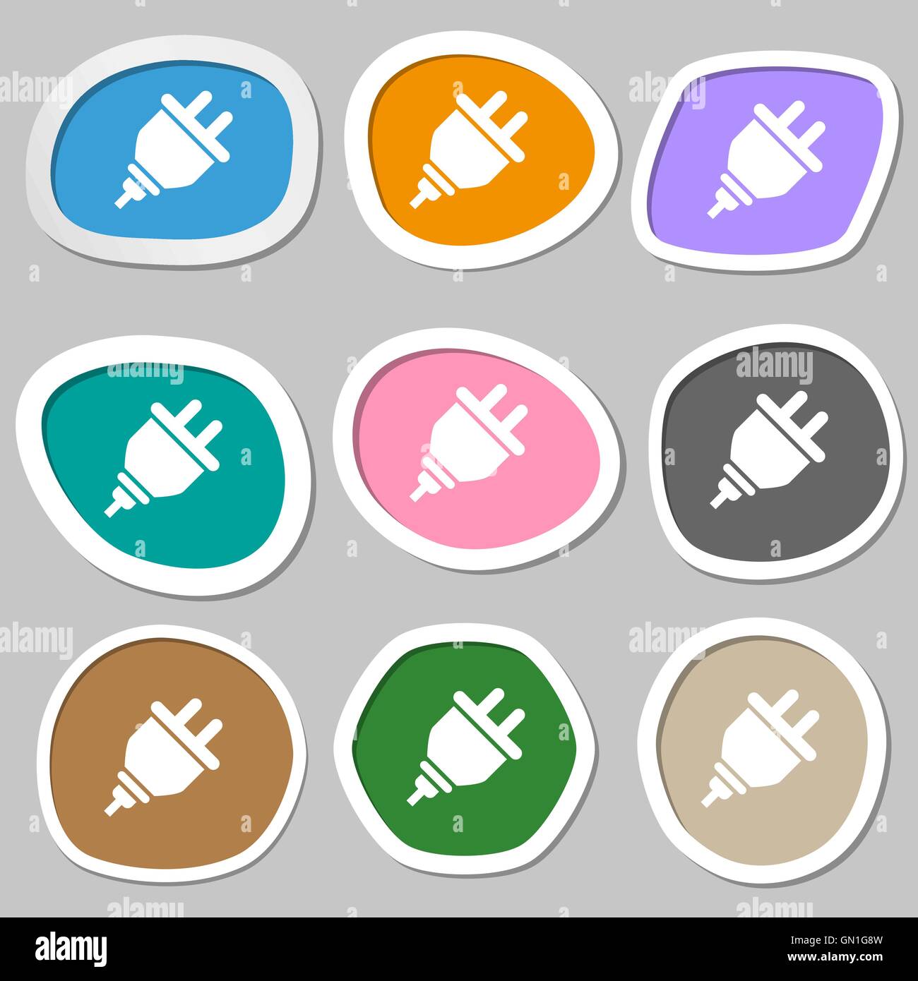 plug symbols. Multicolored paper stickers. Vector Stock Vector Image ...