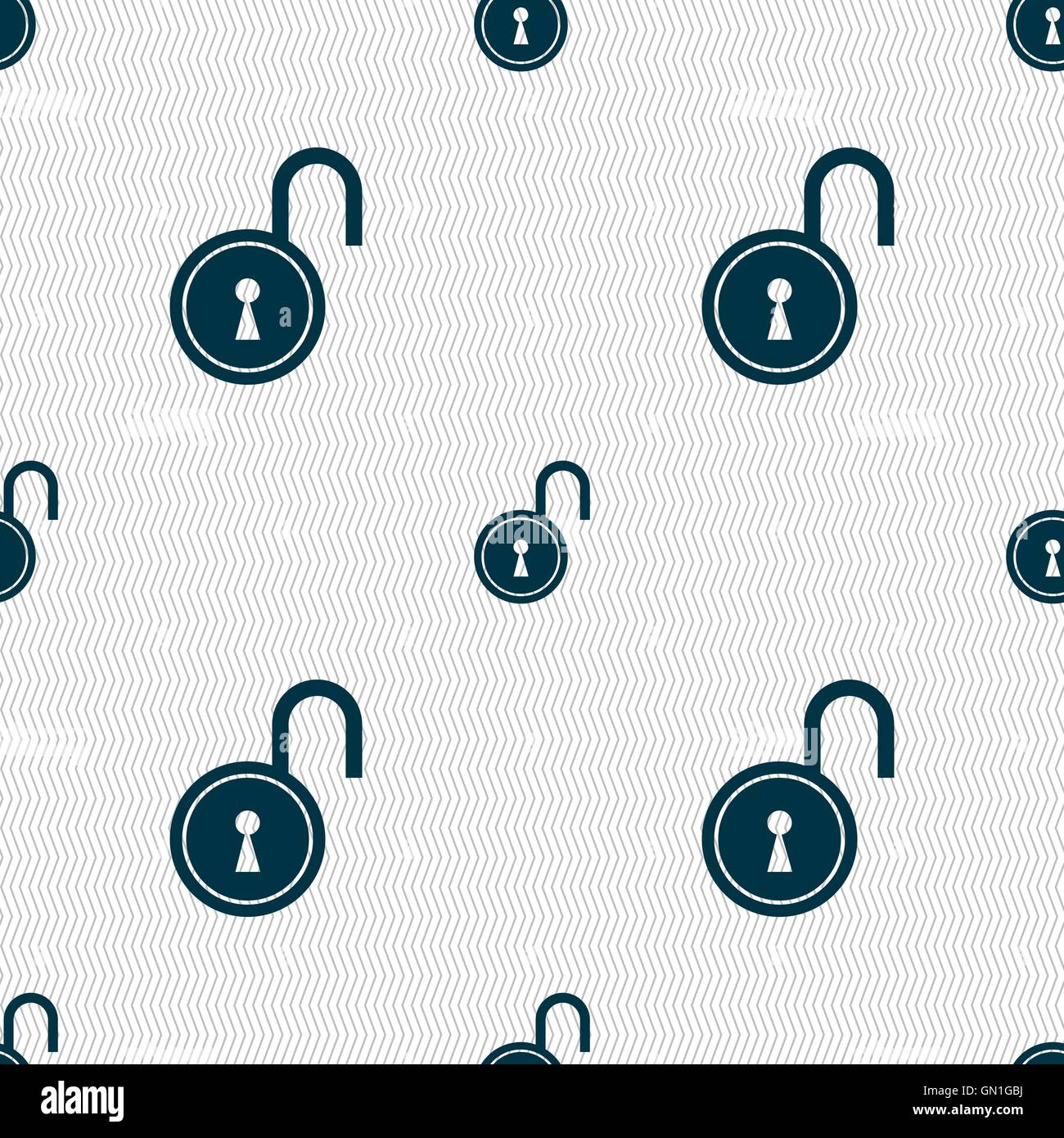 open lock icon sign. Seamless pattern with geometric texture. Vector ...