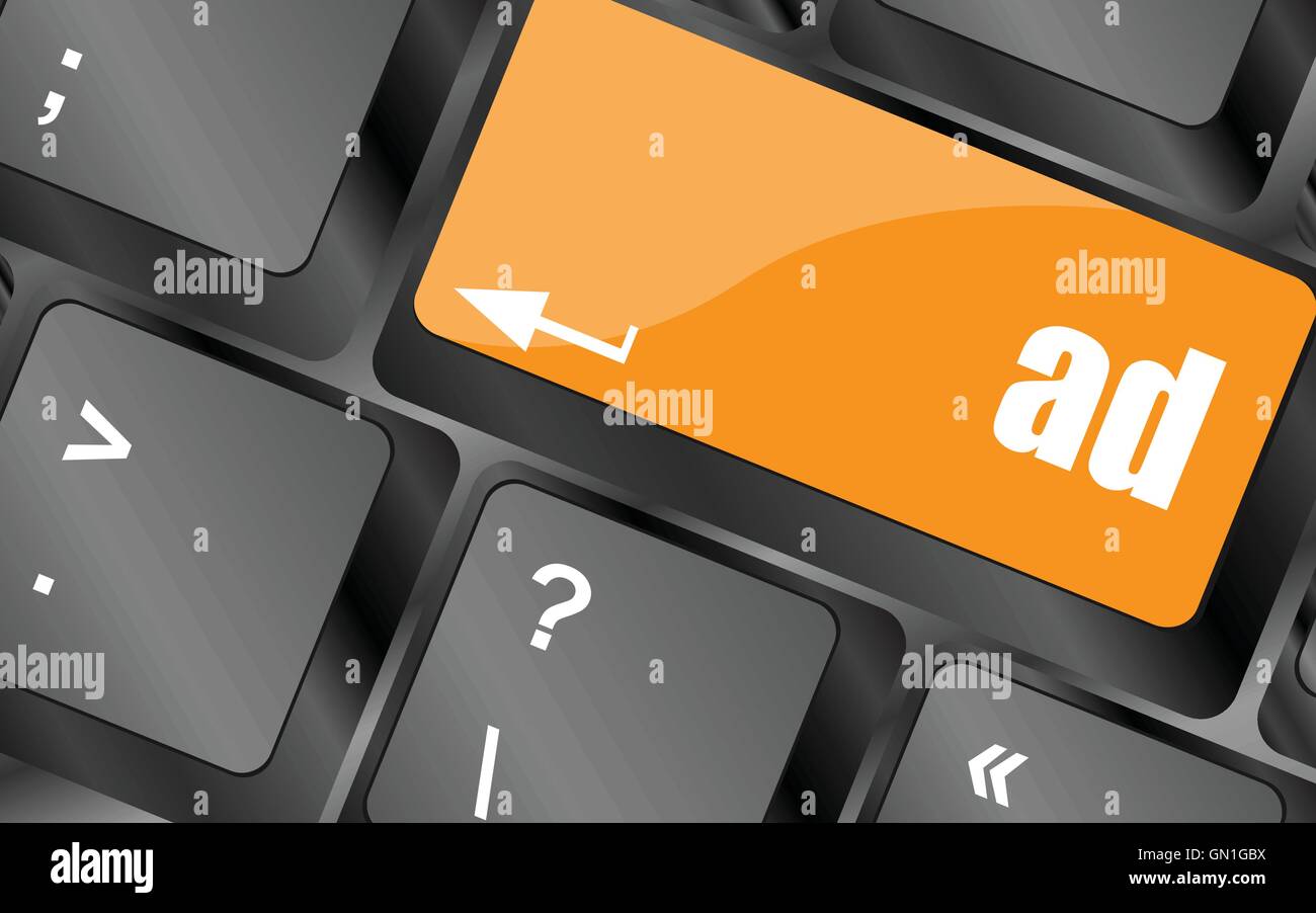 Marketing concept: computer keyboard with word Ad, vector illustration ...