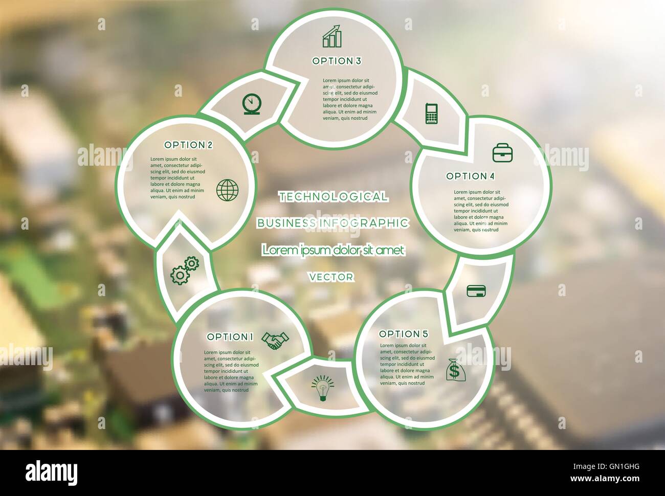 Technological business Infographic Cyclic process With Text Areas On ...