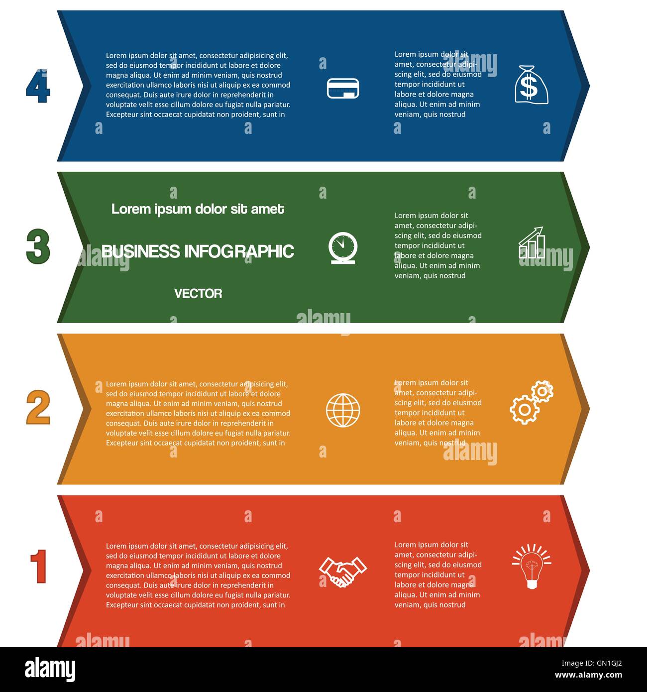Infographic colour strips of arrows for success business project and ...