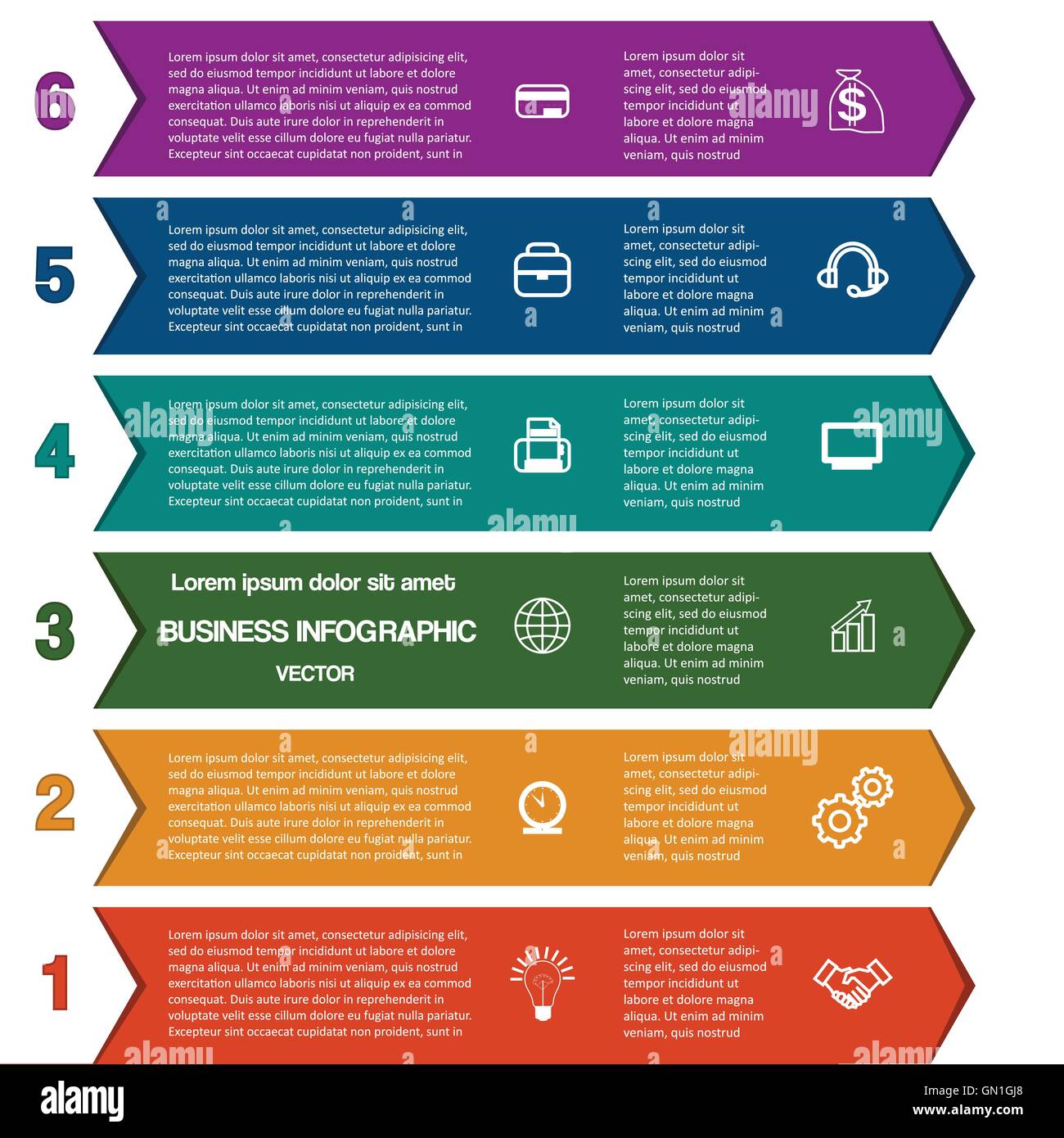 Infographic colour strips of arrows for success business project and ...