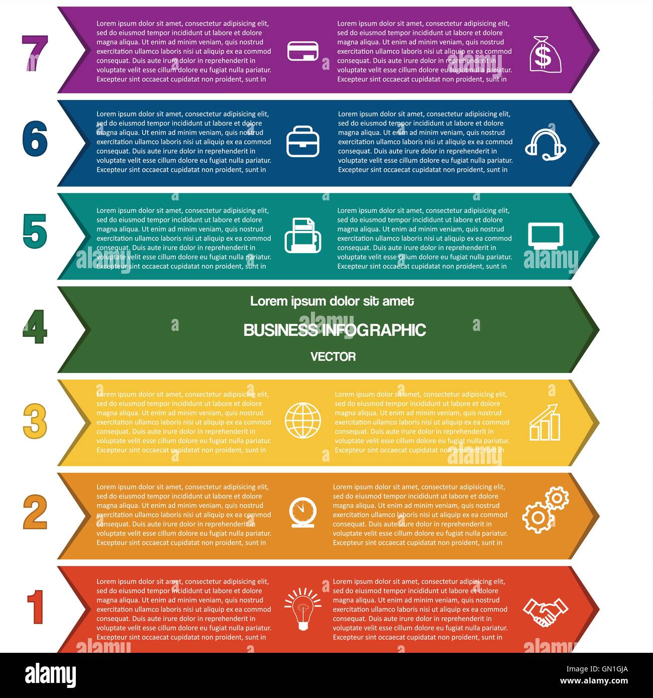 Infographic colour strips of arrows for success business project and ...