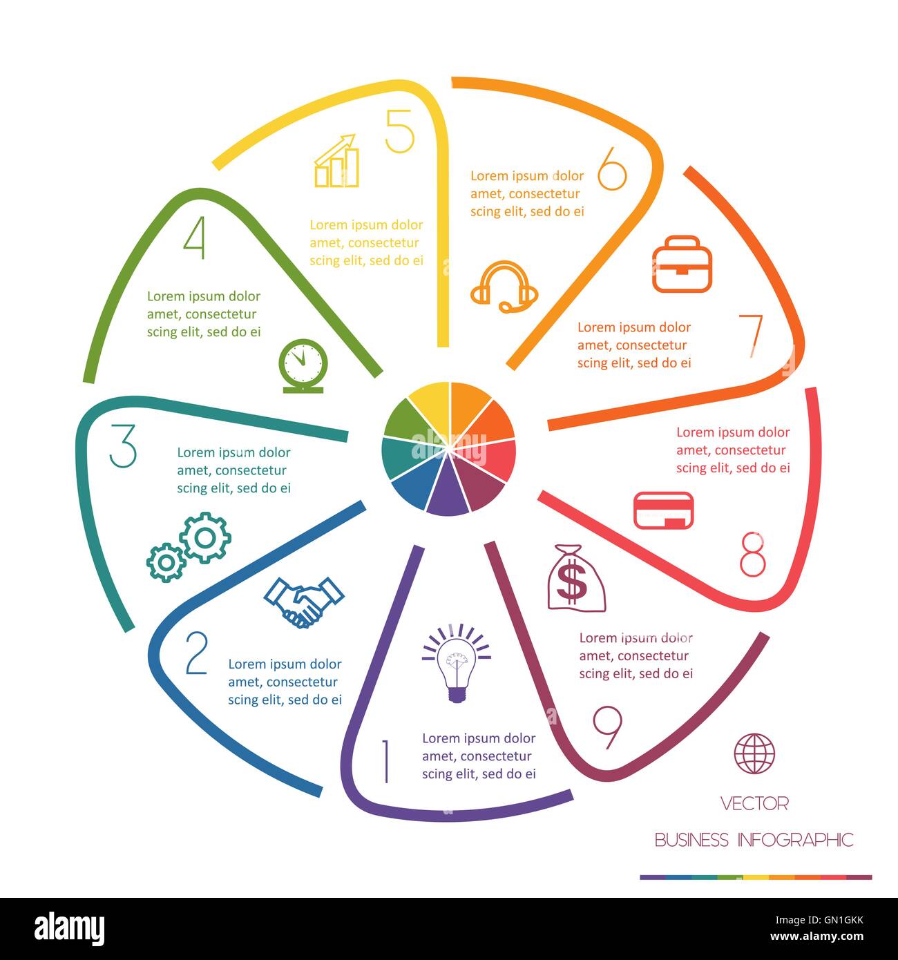 Template 9 infographic from circles hi-res stock photography and images ...