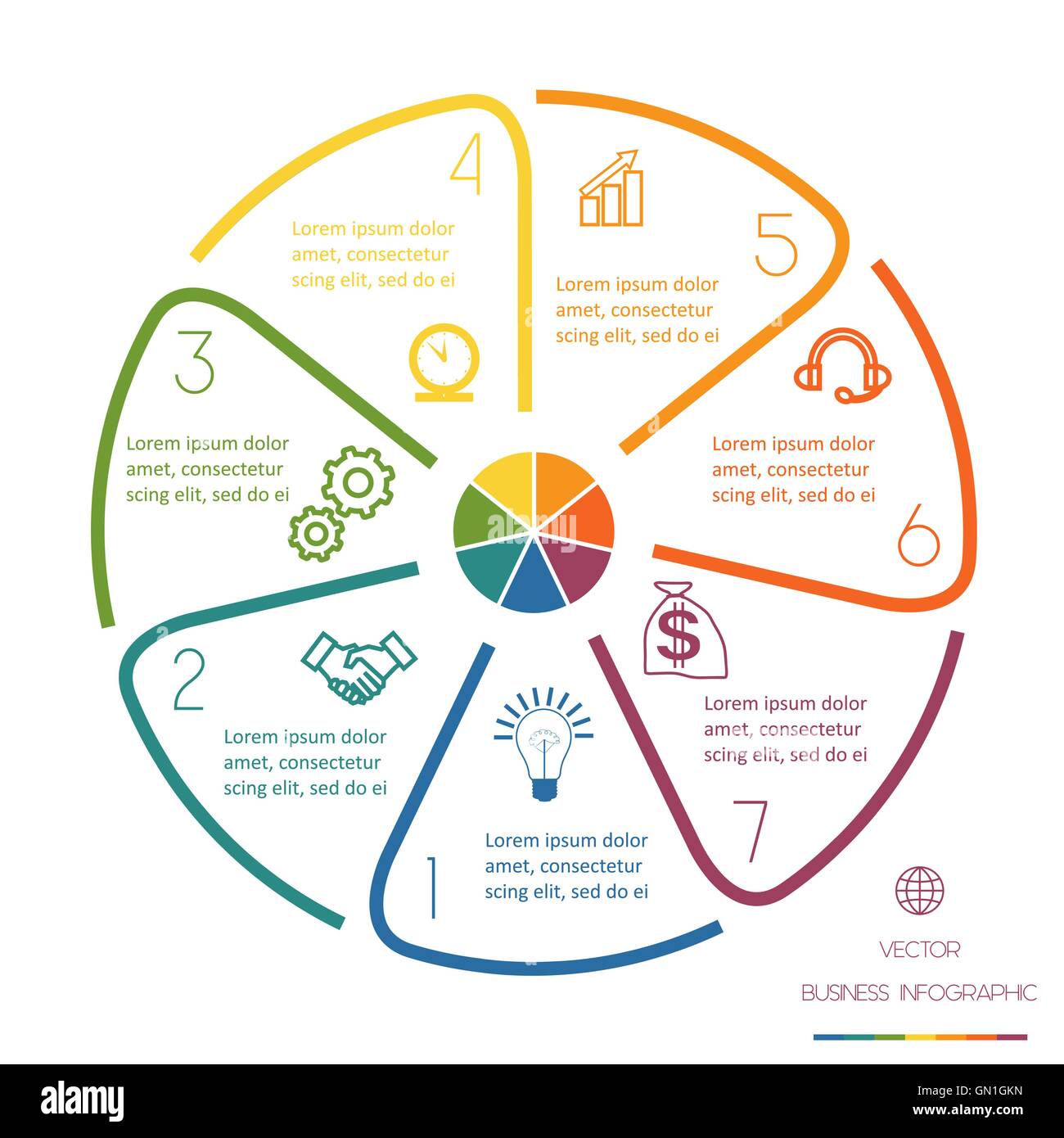 Infographic Circle template from colourful lines with text areas on ...