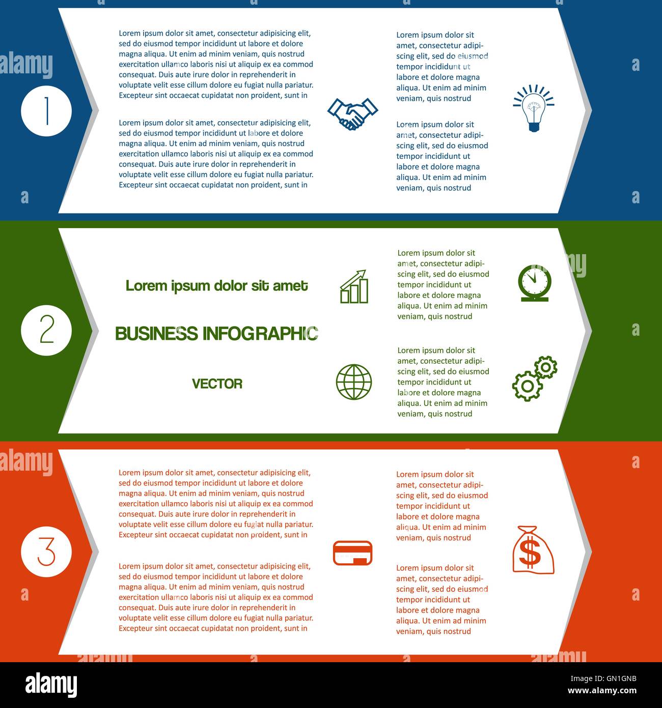 Infographic Colourful arrows template from white strips with text areas ...