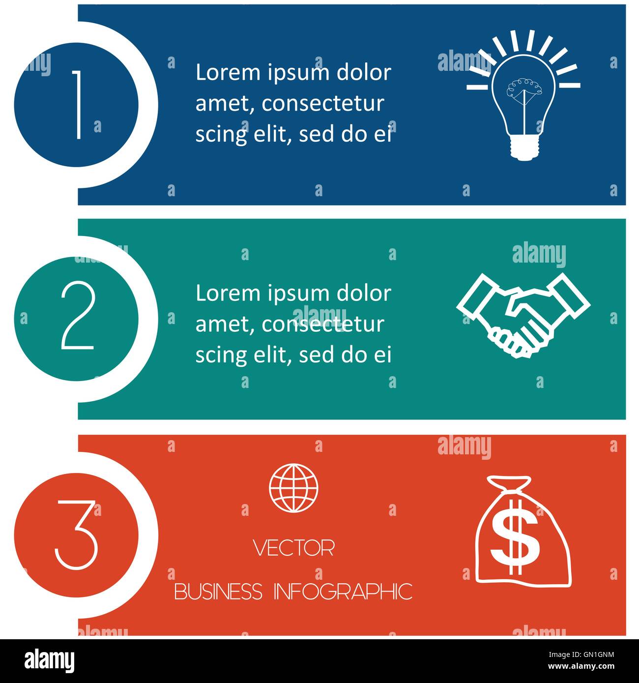 Infographic template from Colourful strips with text areas on three ...