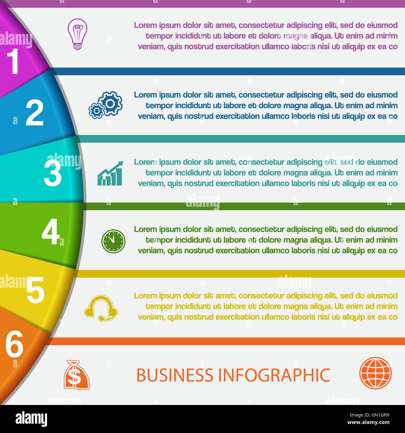 Infographic colorful strips 6 hi-res stock photography and images - Alamy