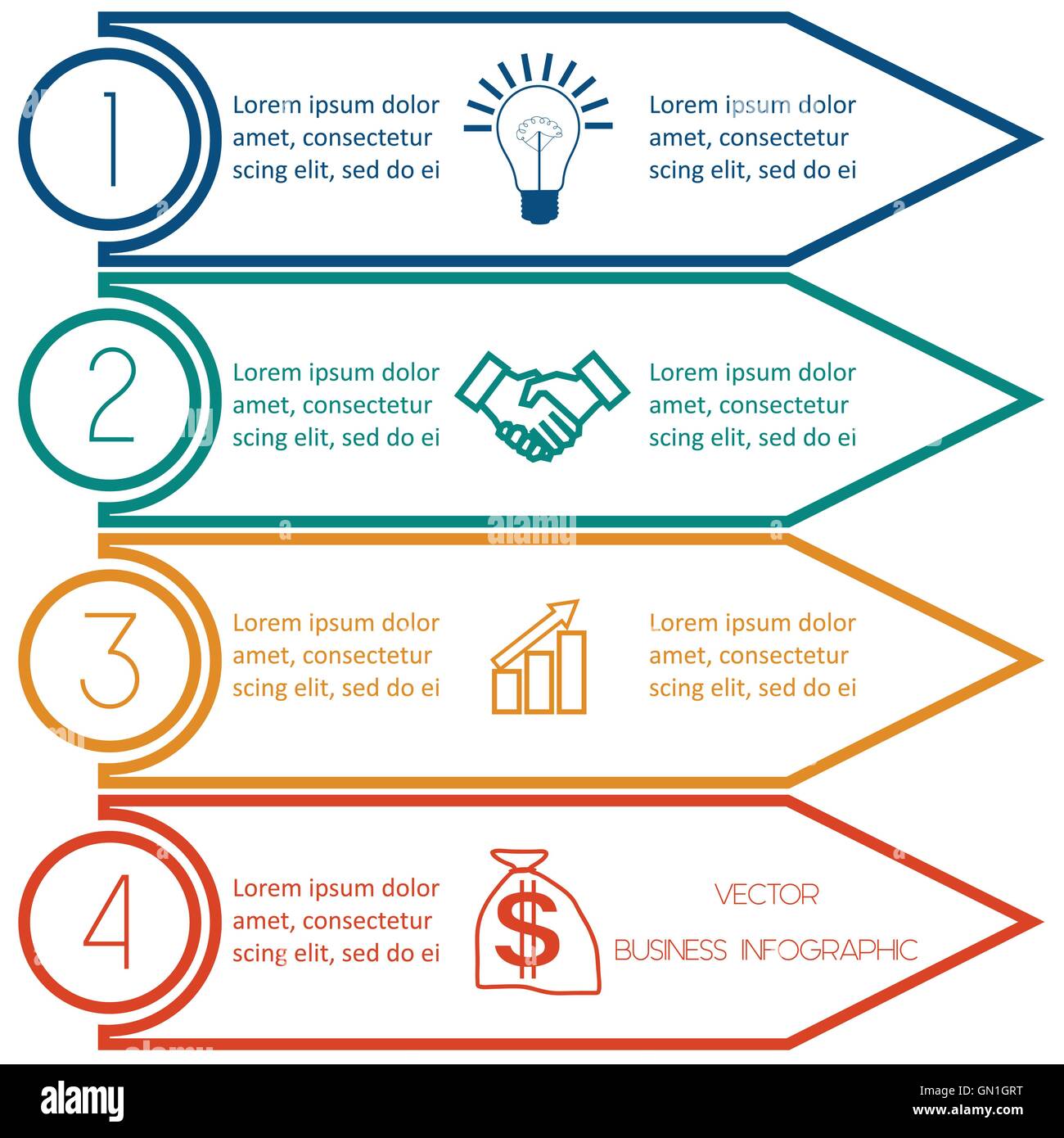 Infographic template from Colourful lines with text areas on four ...