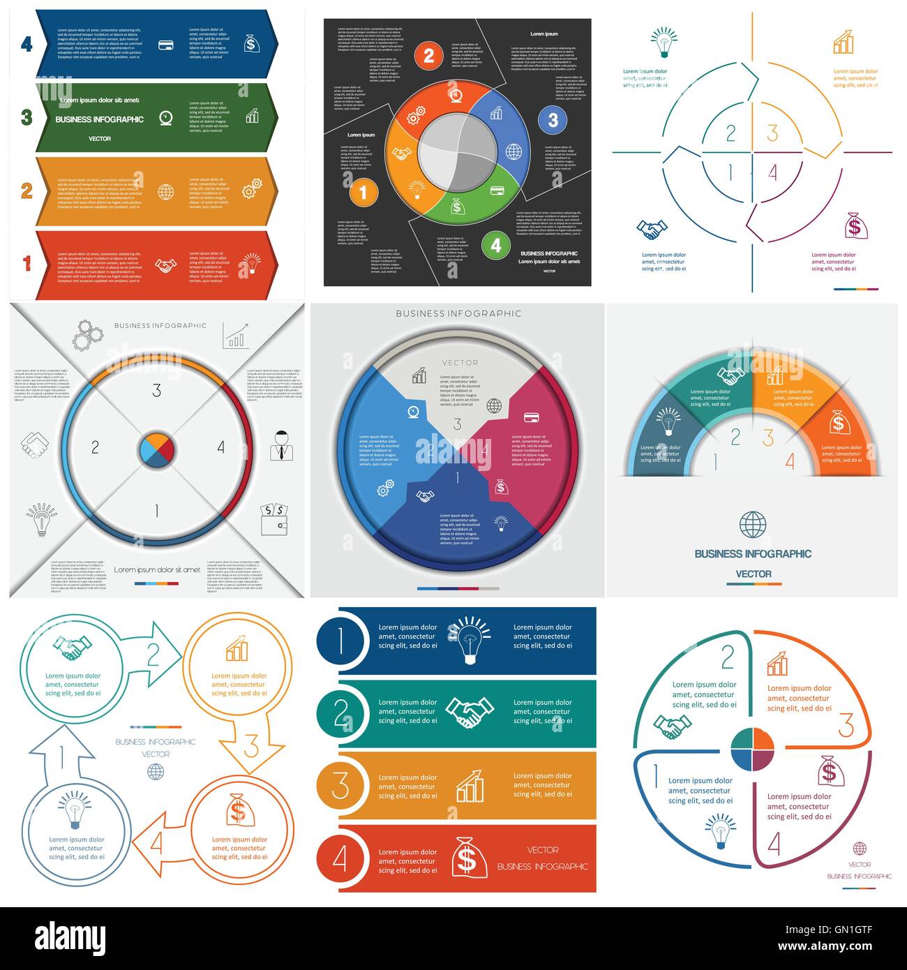 Set 9 templates Business Concept Infographics for business conceptual ...